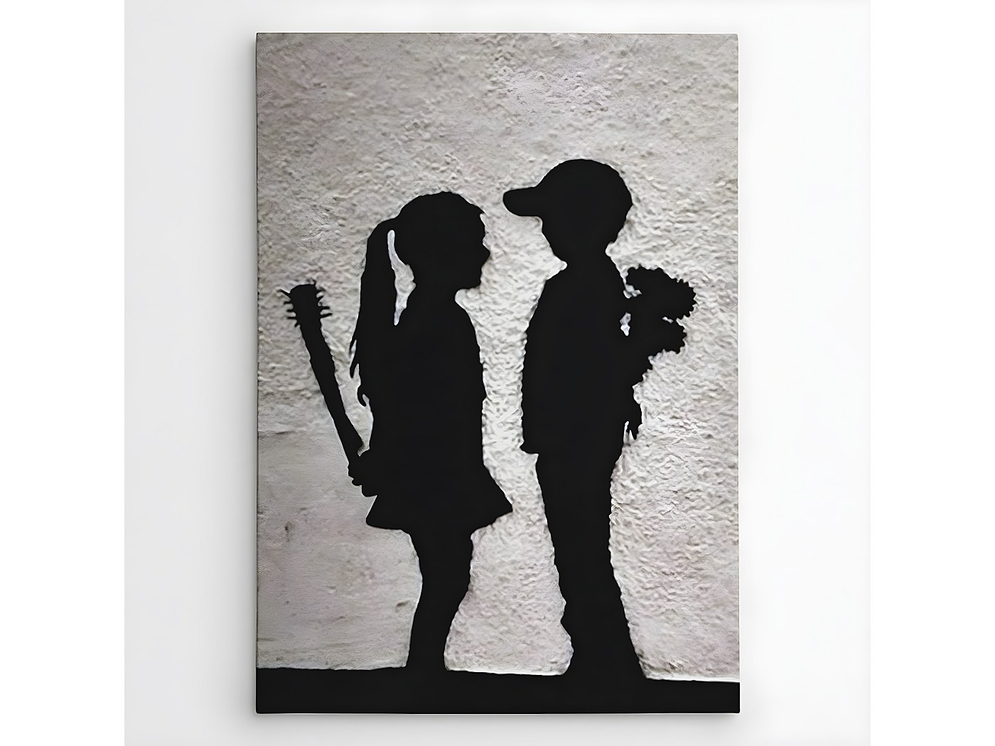 Stampa su Tela Banksy Bambini - Grigio, Nero - 70 x 3 x 100 cm - EPIKASA