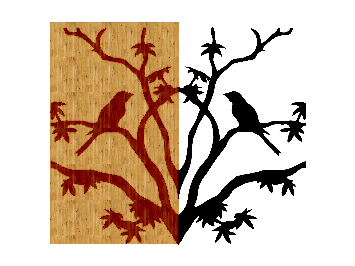 Decorazione in Metallo e Legno Ramo - Nero, Marrone - 58 x 1,8 x 50 cm ...