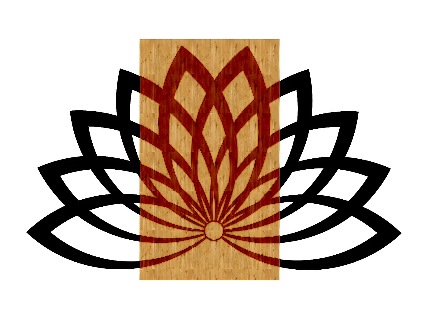 Décoration en Métal et Bois Fleur de Lotus - Noir, Marron - 78x1,8x50 ...