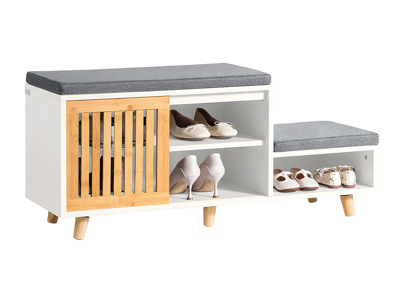 Banc de Rangement, Banc à Chaussures avec 2 Coussin Rembourré Meuble ...