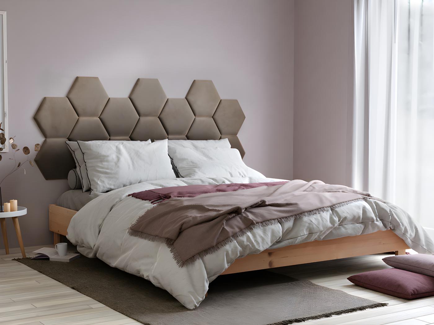 Painel Decorativo Cabeceira De Cama Em Veludo Bege C224 Cm HOPE