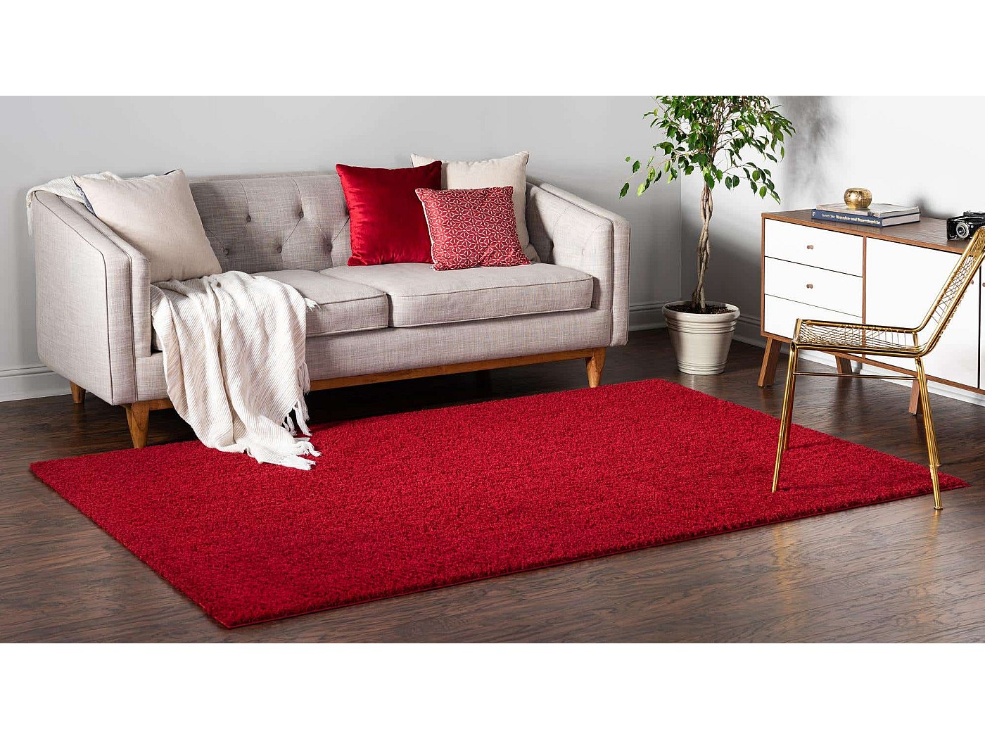 Hoogpolig tapijt 274x183 Rood Luzern
