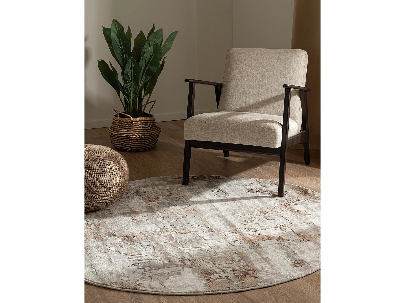 Tapijt 125x125 Beige Davos Intense