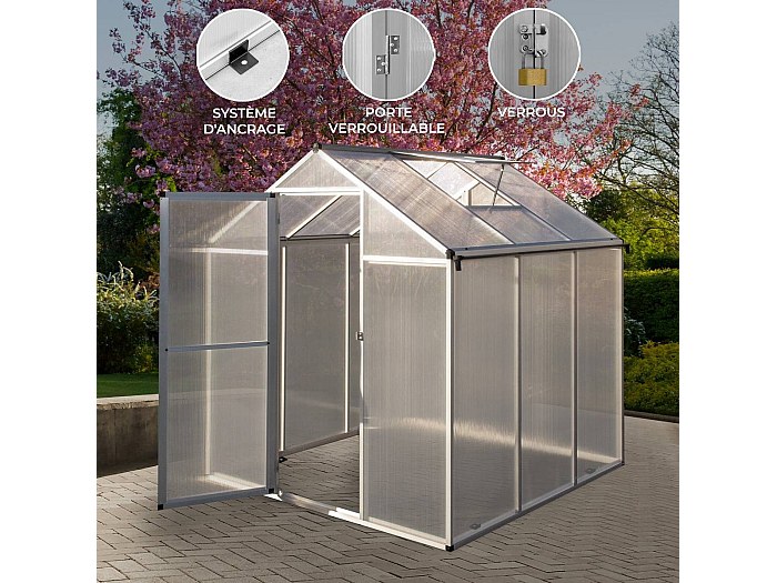 Tuinkas - Polycarbonaat - 180 x 180 x 194 cm - Zilver