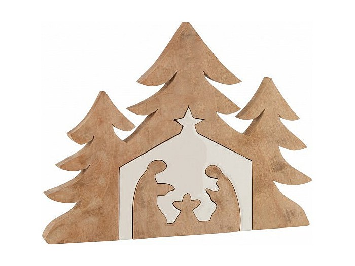 Statuette Déco Noël "Crèche Puzzle" 55cm Naturel
