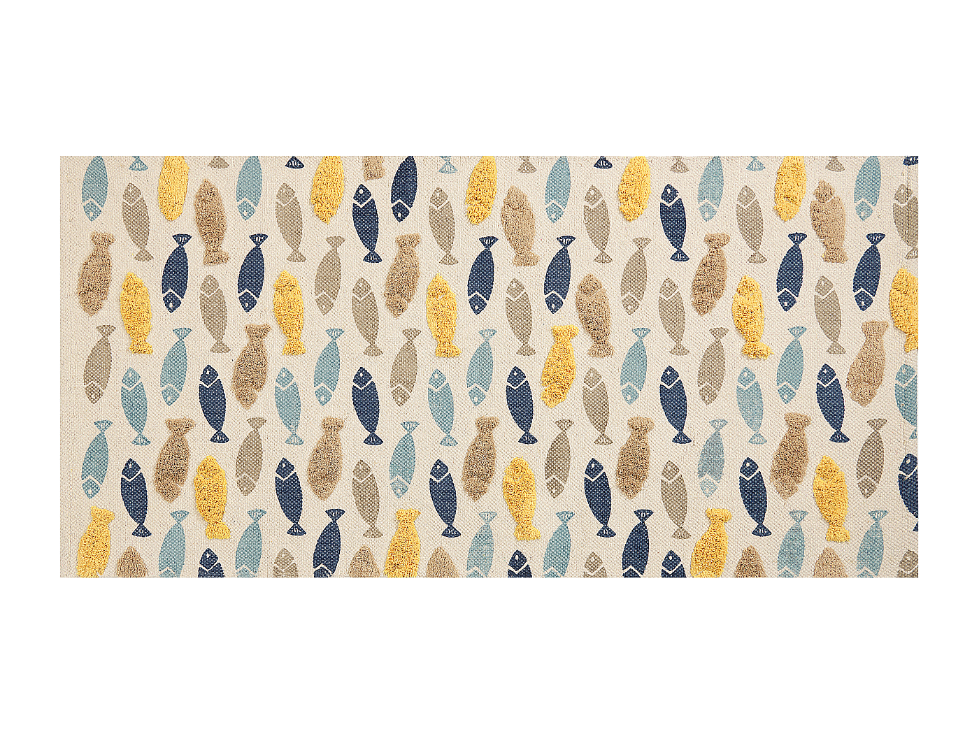 Tapis enfant imprimé poisson en coton 80 x 150 cm multicolore IPUH