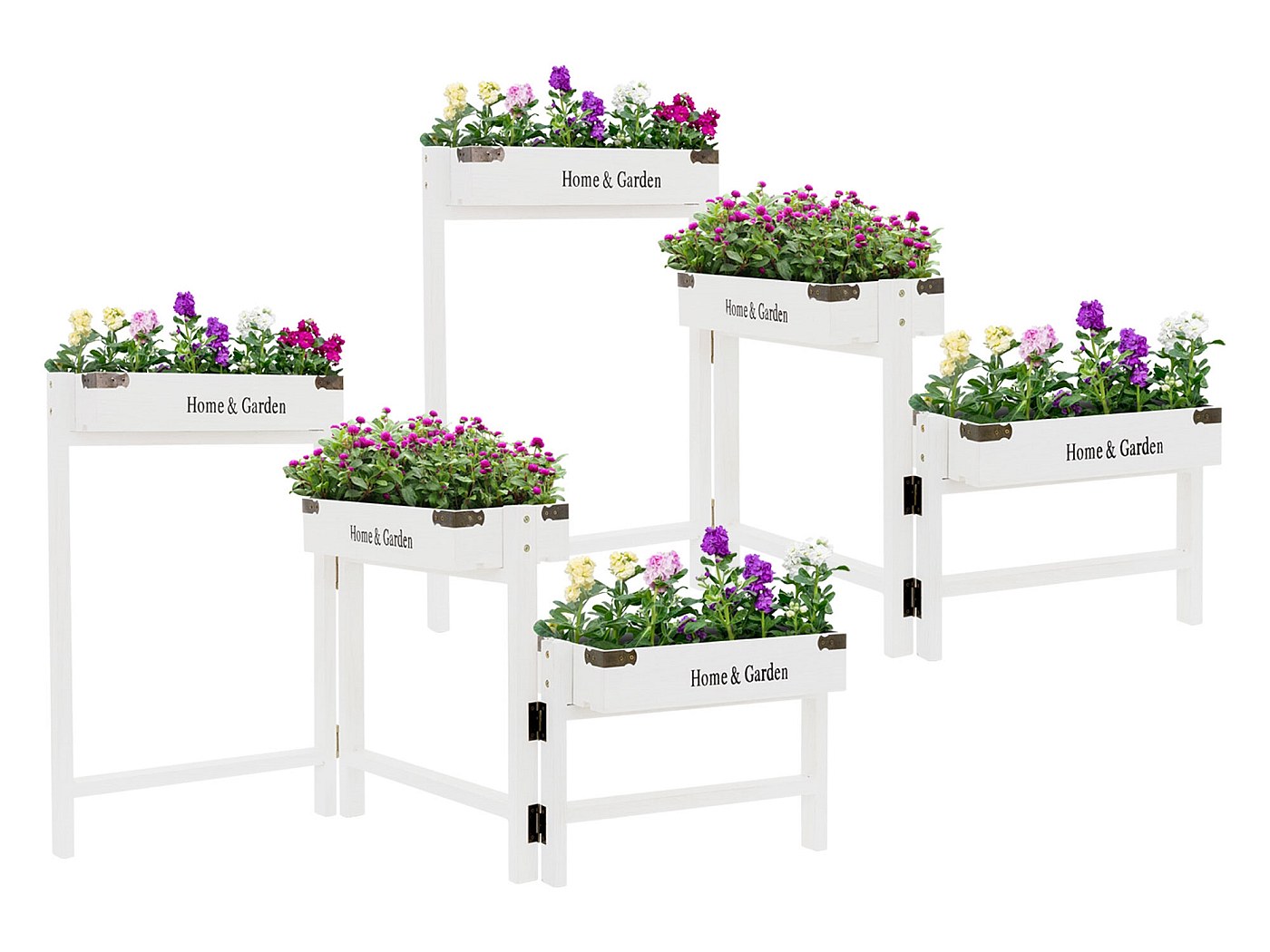 2x Porte-fleurs 3 étagères blanc escalier à fleur jardinière positions ...