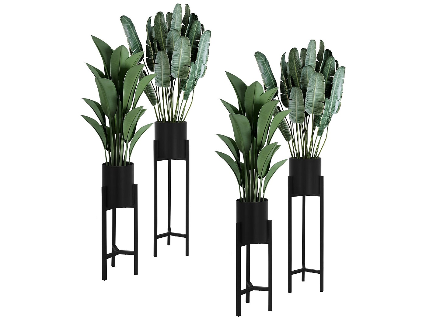 Set 4x porte-fleurs noir réglable support plantes pot à fleurs design ...