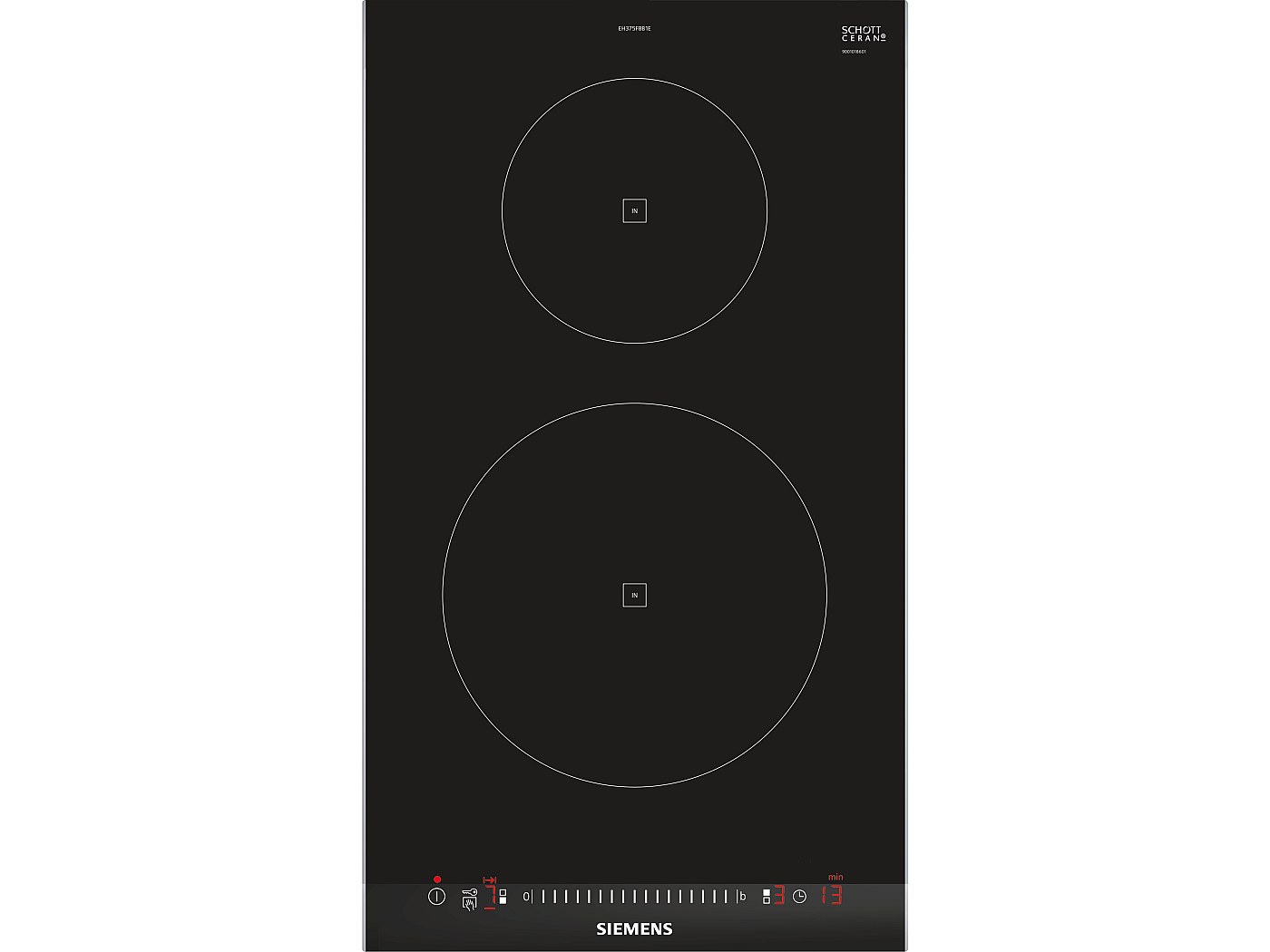 Domino induction 30cm 2 feux 3700w noir - eh375fbb1e