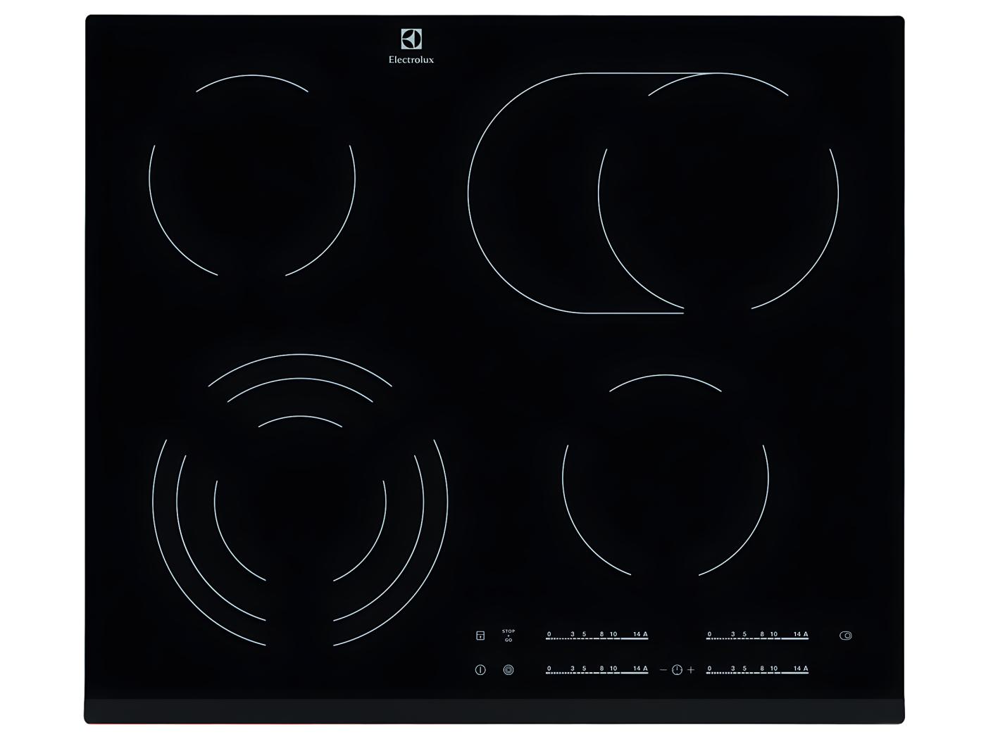 Table de cuisson vitrocéramique 60cm 4 feux 7100w noir - ehf6547fok
