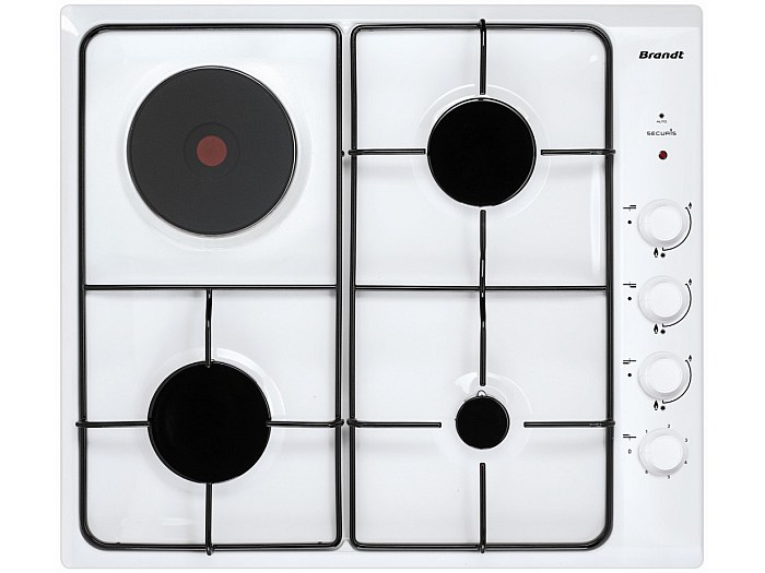 Table de cuisson mixte gaz et électrique 58cm 4 feux blanc - bpe6411wm