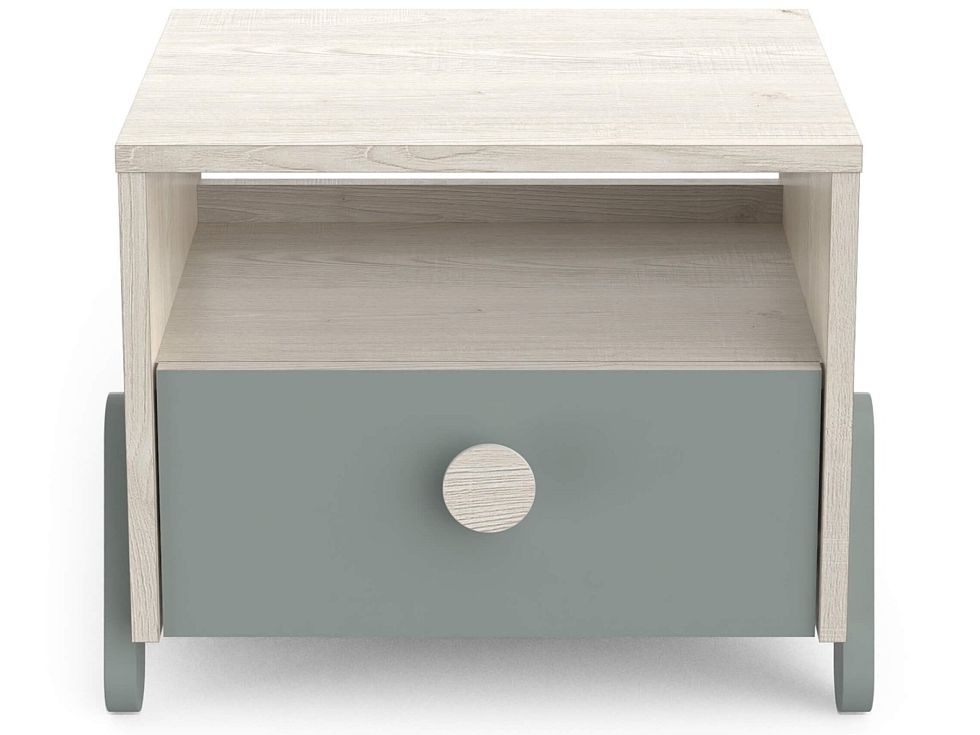 Chevet 1 tiroir 1 niche en bois couleur chêne topanga et vert de gris ...