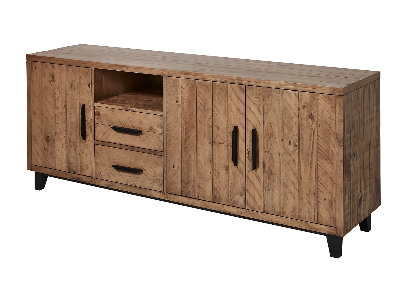 Buffet 3 Portes & 2 Tiroirs Pin "Favola" 200cm Marron