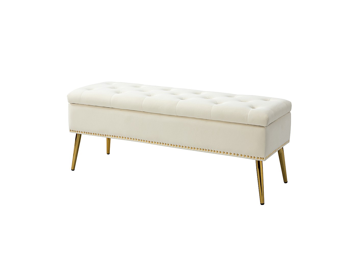Banc de Rangement Moderne en Velours avec Base Dorée et Garniture ...
