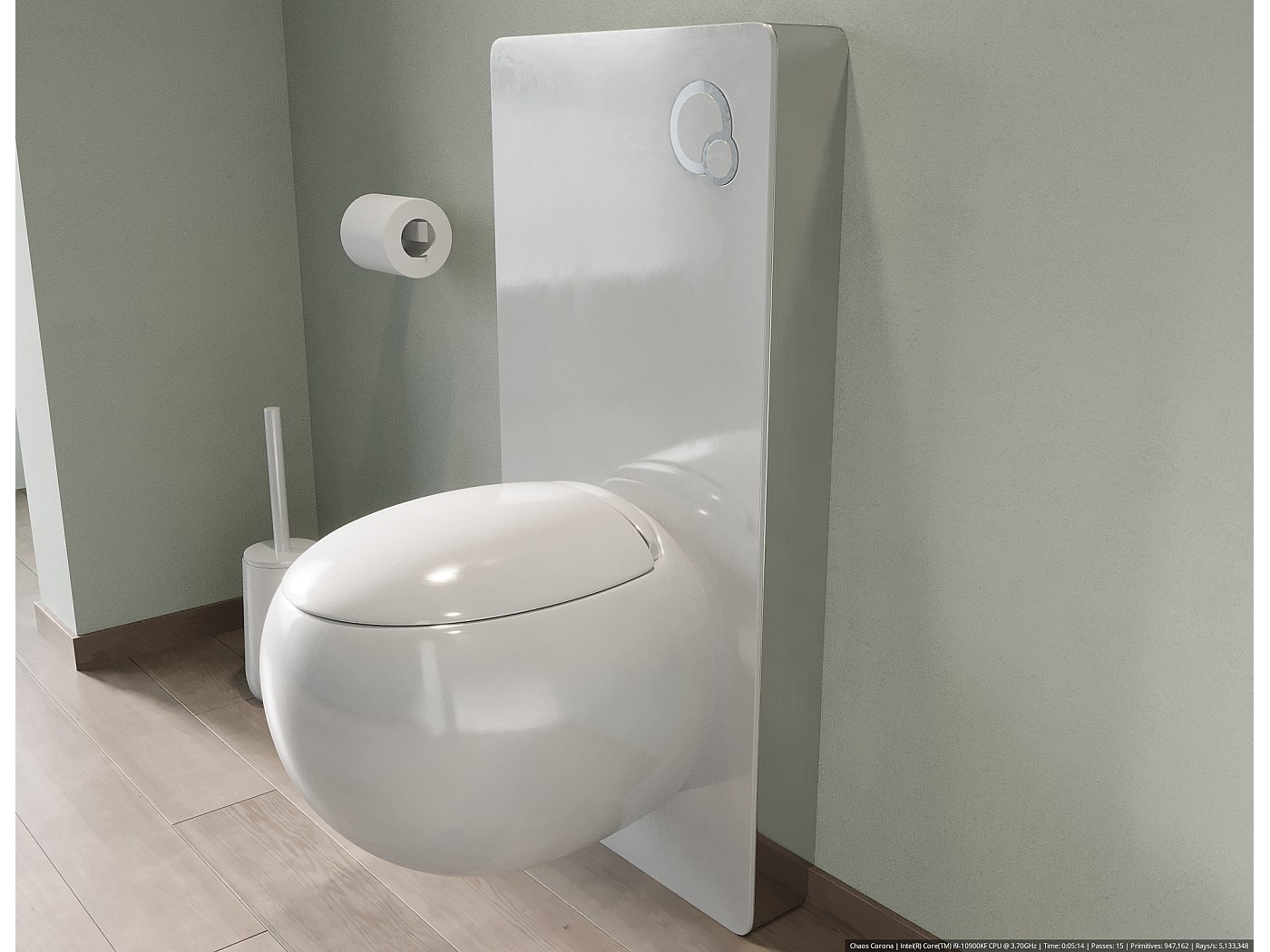 Set voor hang-wc van wit keramiek met decoratief voorwandsysteem, HURO II