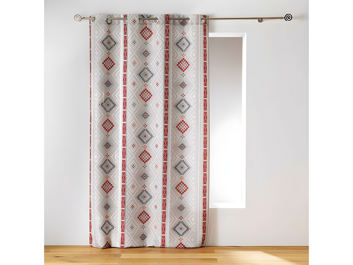 Rideau à Oeillets "Ikadream" 140x260cm Gris & Rouge