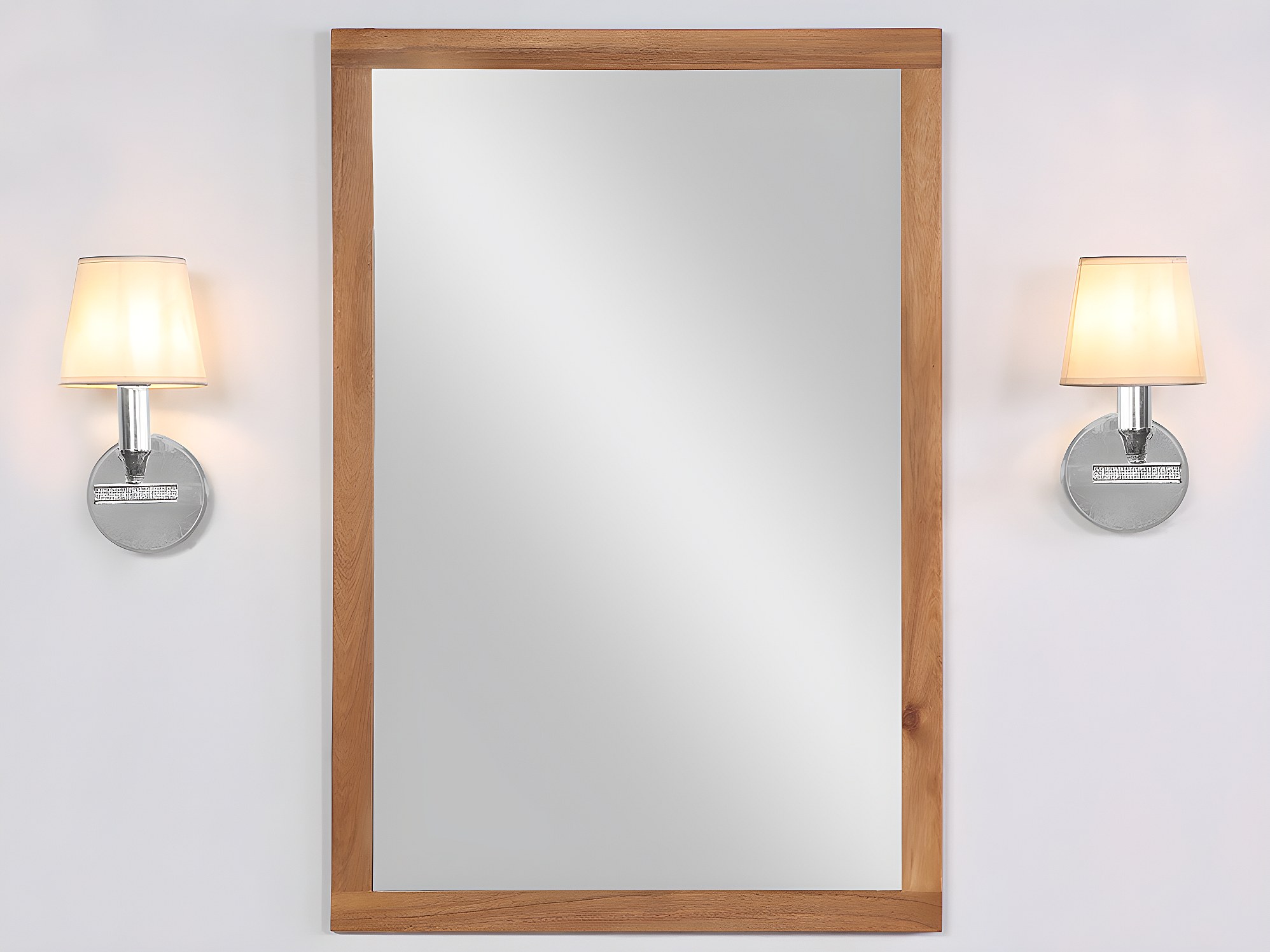 Espejo rectangular con borde de madera de acacia - 90 x 60 cm - SEPANG