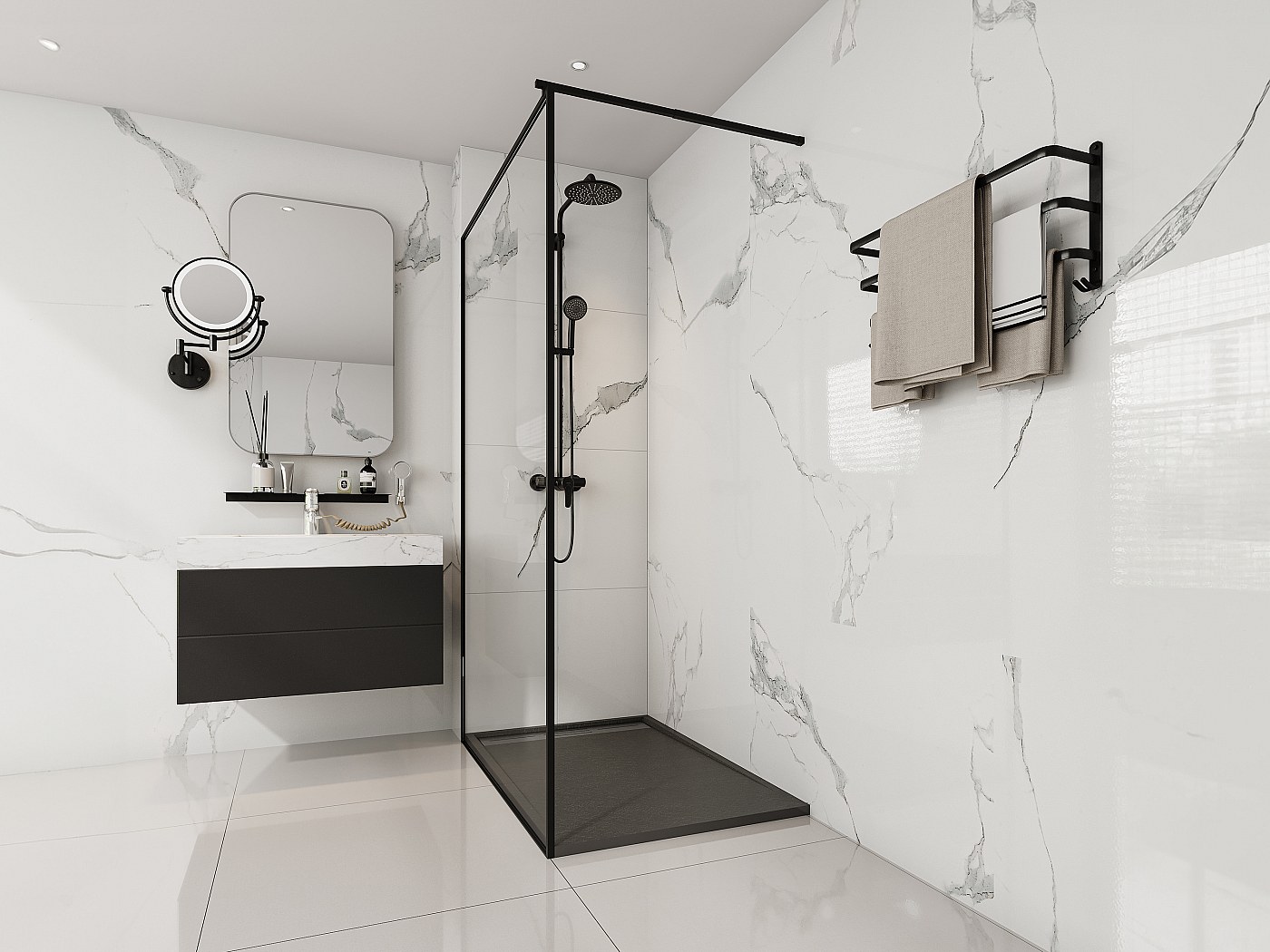 Rechthoekige opzet- of inbouwdouchebak in hars – Zwart – 120 x 80 cm ...