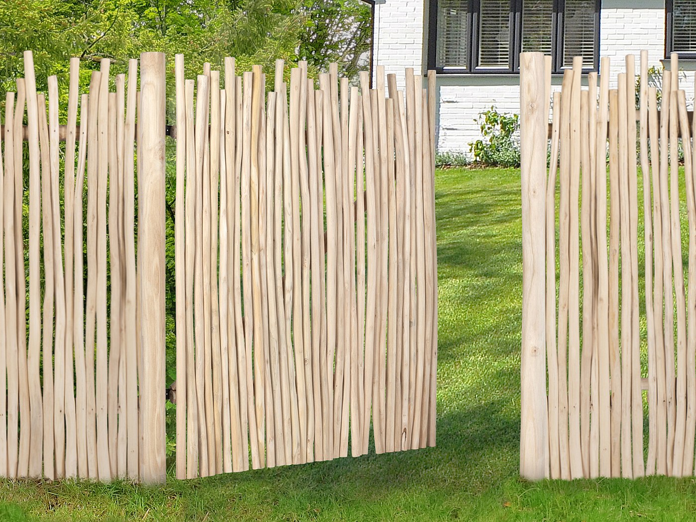 Poort van teakhout - L117 x H120 cm licht naturelkleurig - EDANA