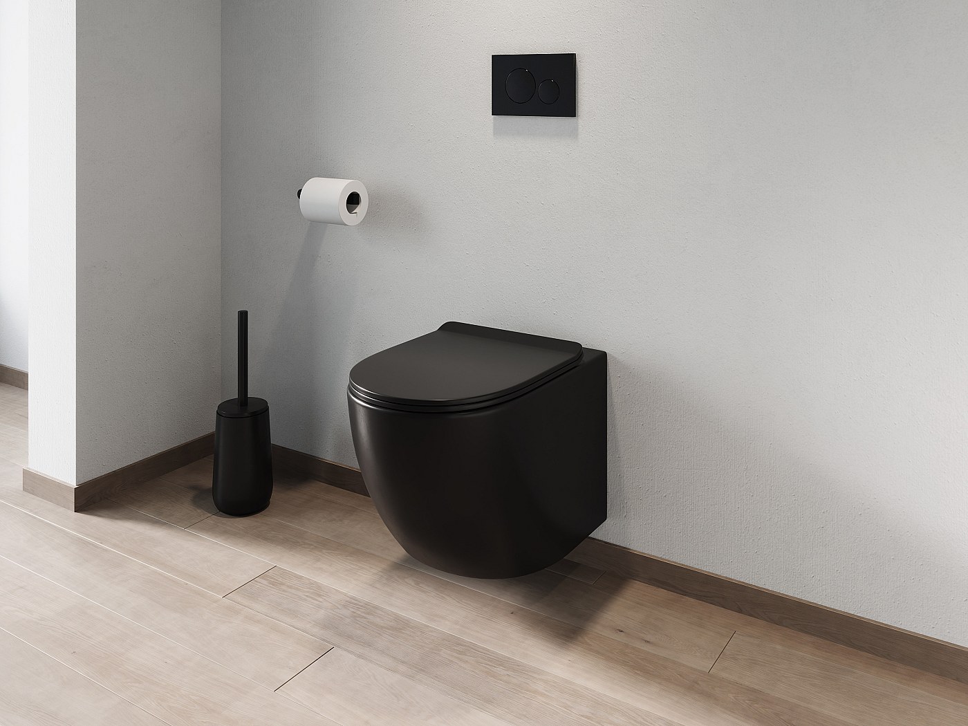 Pack WC suspendu noir mat avec bâti-support et plaque de déclenchement ...