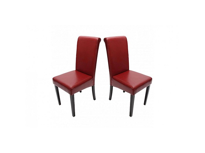 Chaise de salle à manger lot de 2 FLORENCE rouge pieds foncés