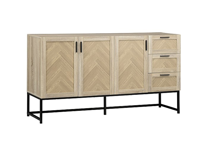 Buffet motif chevron JOHN bois et noir