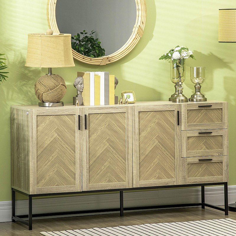 Buffet motif chevron JOHN bois et noir