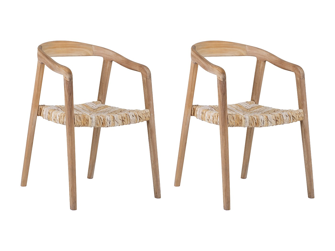 Lot de 2 chaises avec accoudoirs en teck - Naturel clair - JUNARIA