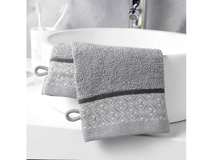 Lot de 2 Gants de Toilette "Belina" 15x21cm Gris