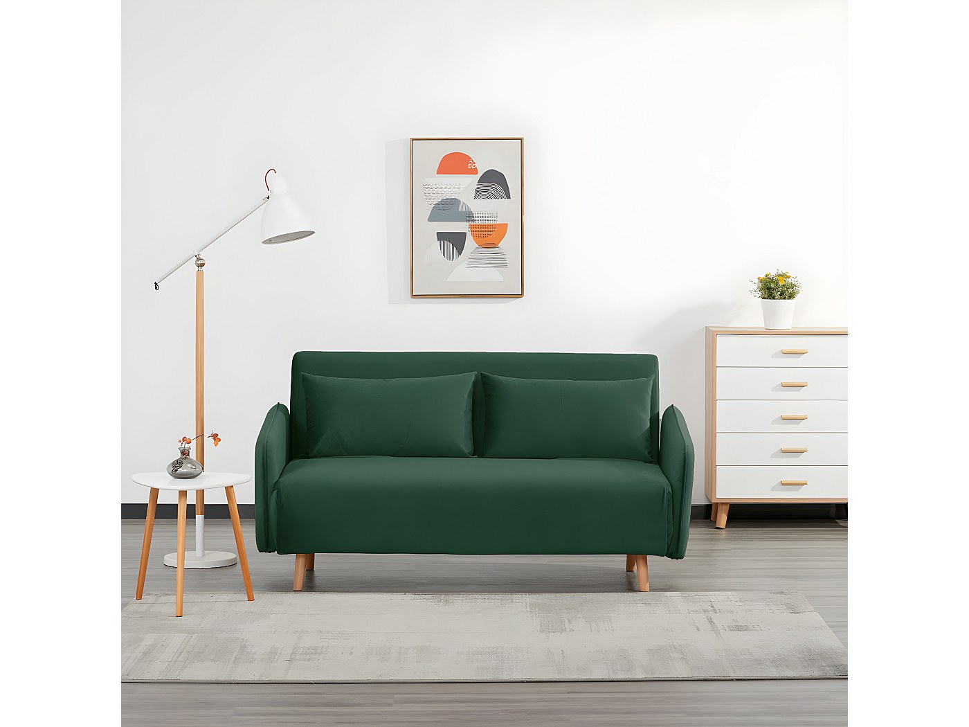 Monica - Canapé convertible 2 places en velours L140cm - Couleur - Vert ...