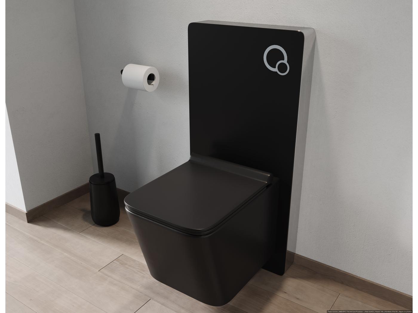 Sanita suspensa cerâmica preto mate com estrutura de suporte decorativa ...