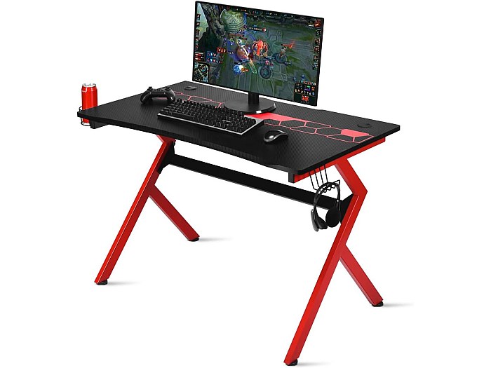 gaming,bureau de jeu pour gamer en mdftubes en acier avec porte-gobelet