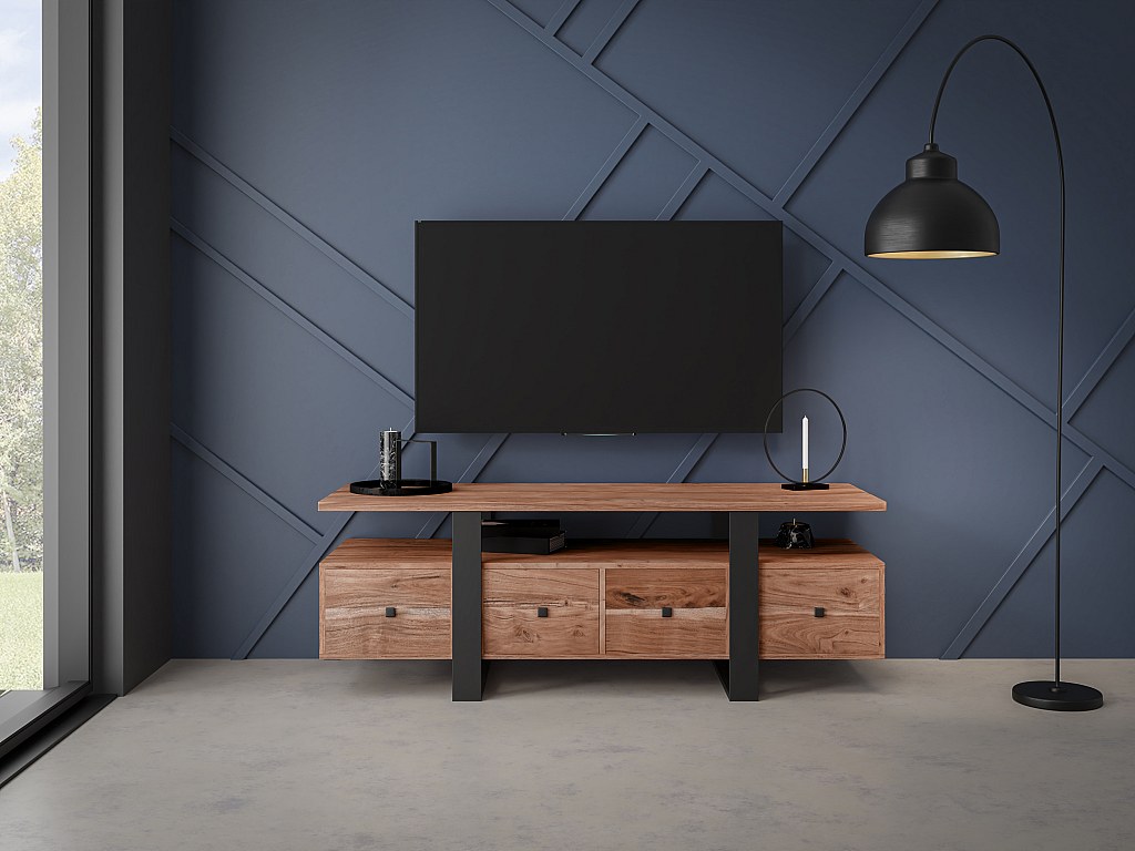 Laag tv-meubel industriële stijl hout