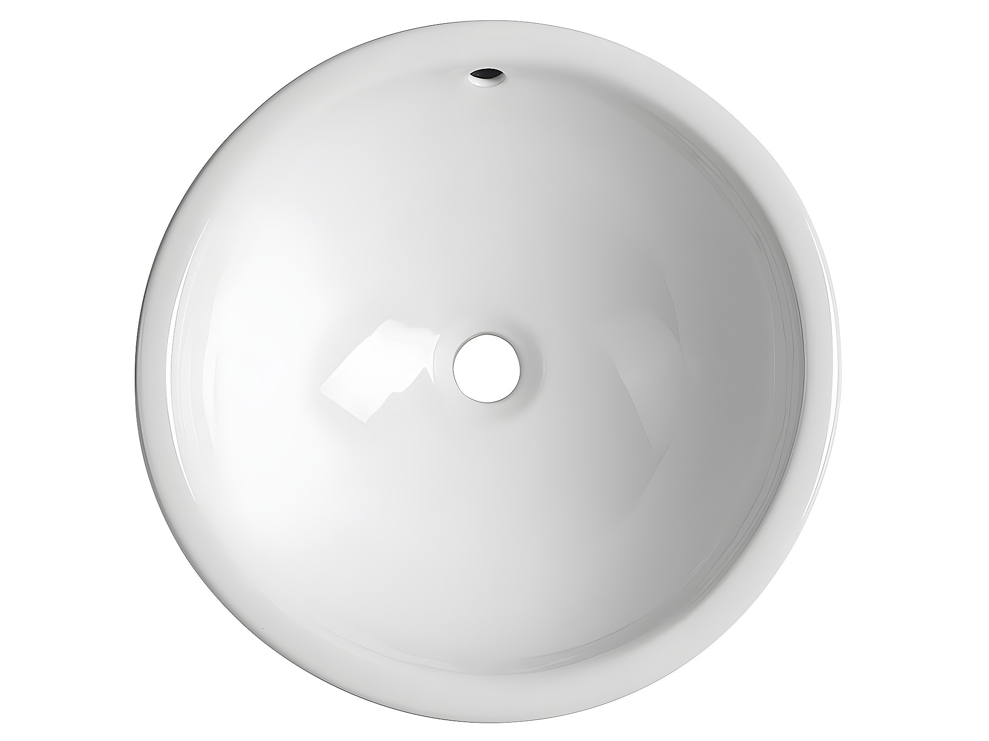Lavatório semi-encastrado redondo em cerâmica branco - D46 cm - CATONAC