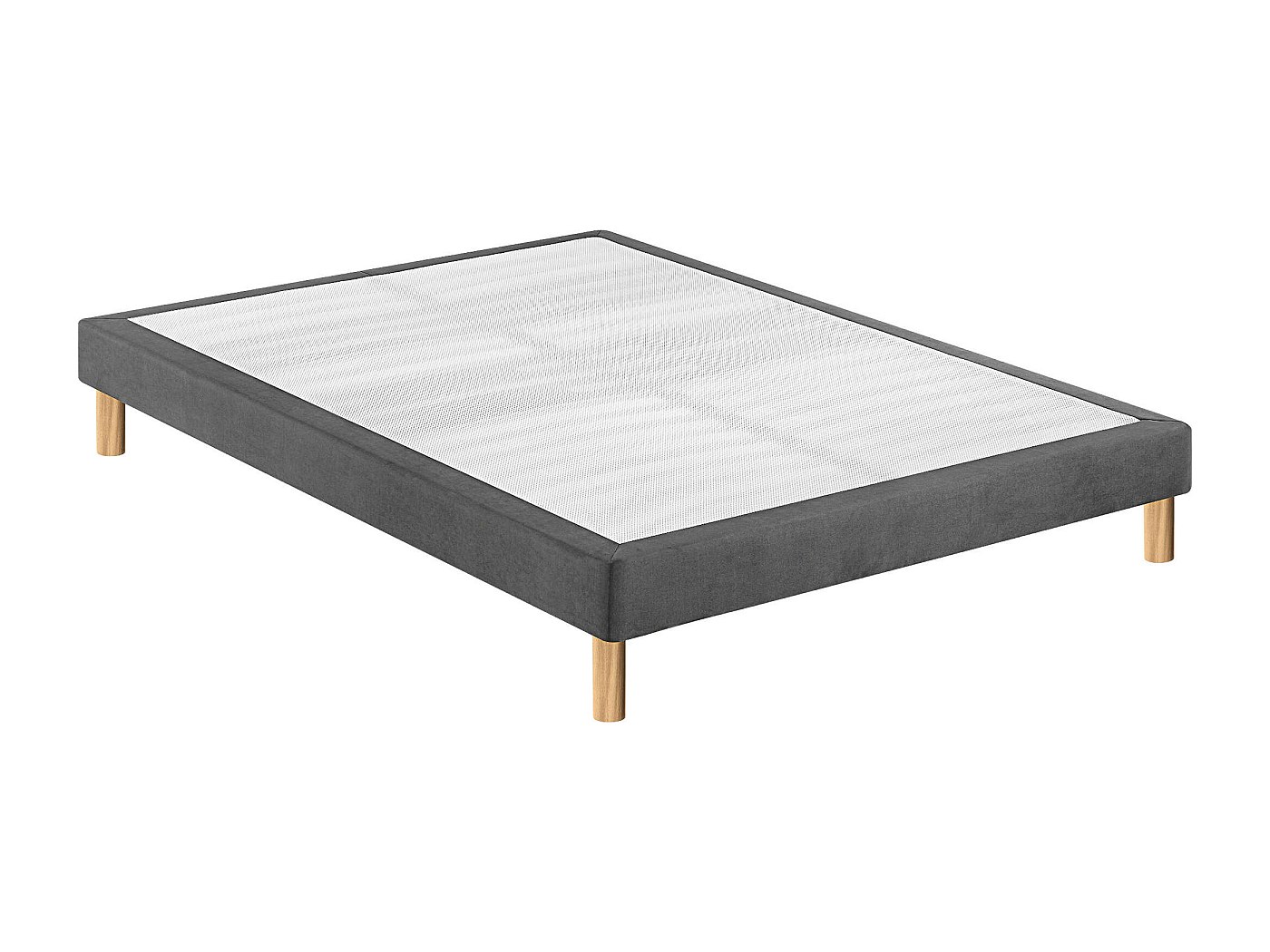 Sommier déco GRIS BÉTON morphologique 16 cm avec pieds 160x200