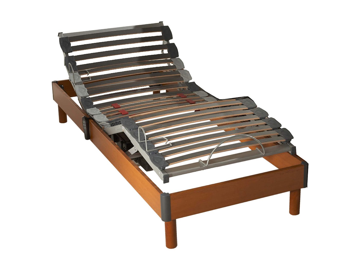 Sommier électrique de relaxation à lattes en bois mérisier 70x190