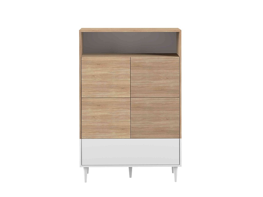 Commode en bois blanc avec placard et niche de rangement - CO6001