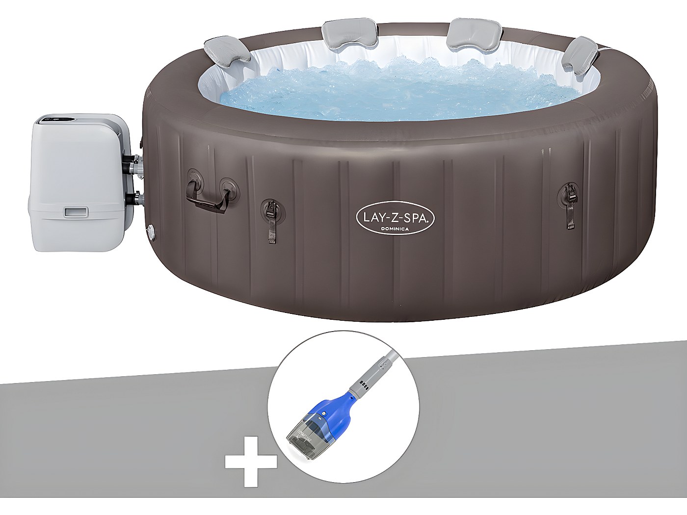 Kit spa gonflable Bestway Lay-Z-Spa Dominica rond Hydrojet 4/6 places ...