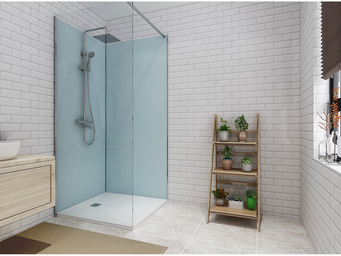 Juego de 2 paneles de ducha - 2x Ancho 90 x Alt. 210 cm