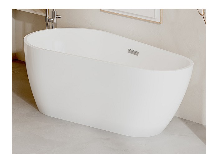 Asymmetrisch losstaand bad - 240 L - 160 x 80 x 59 cm - Wit - Acryl ...