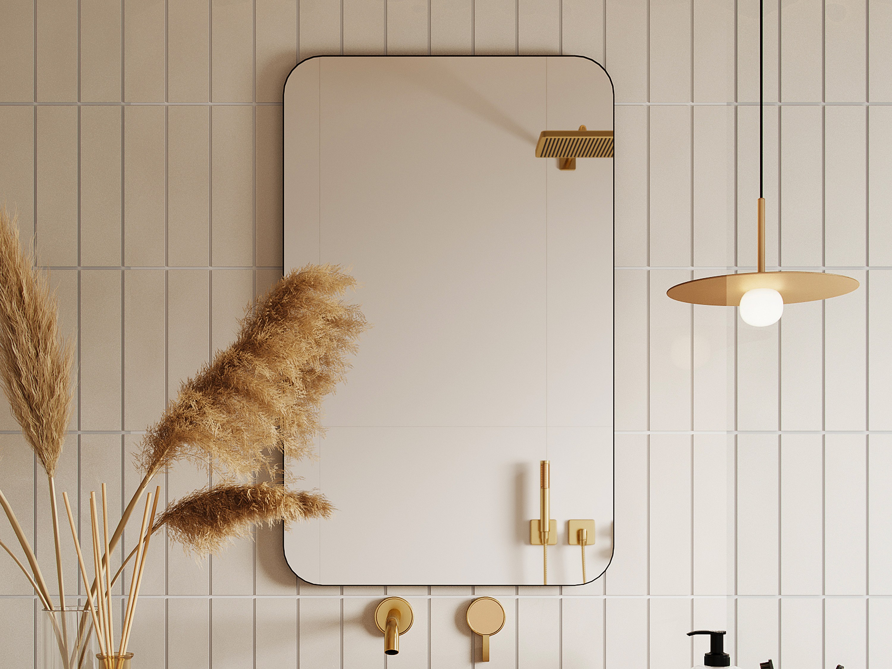 Miroir de salle de bain rectangle au contour noir 50x80cm DEMETRIA