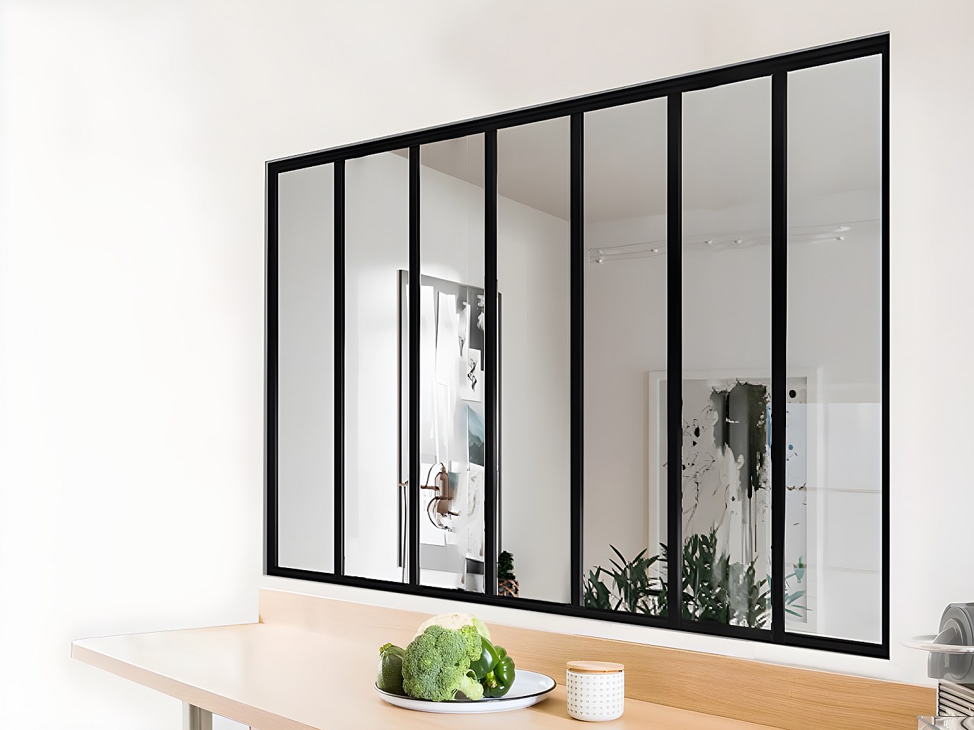 Vetrata atelier 210 x 130 cm in Alluminio termolaccato Nero BAYVIEW