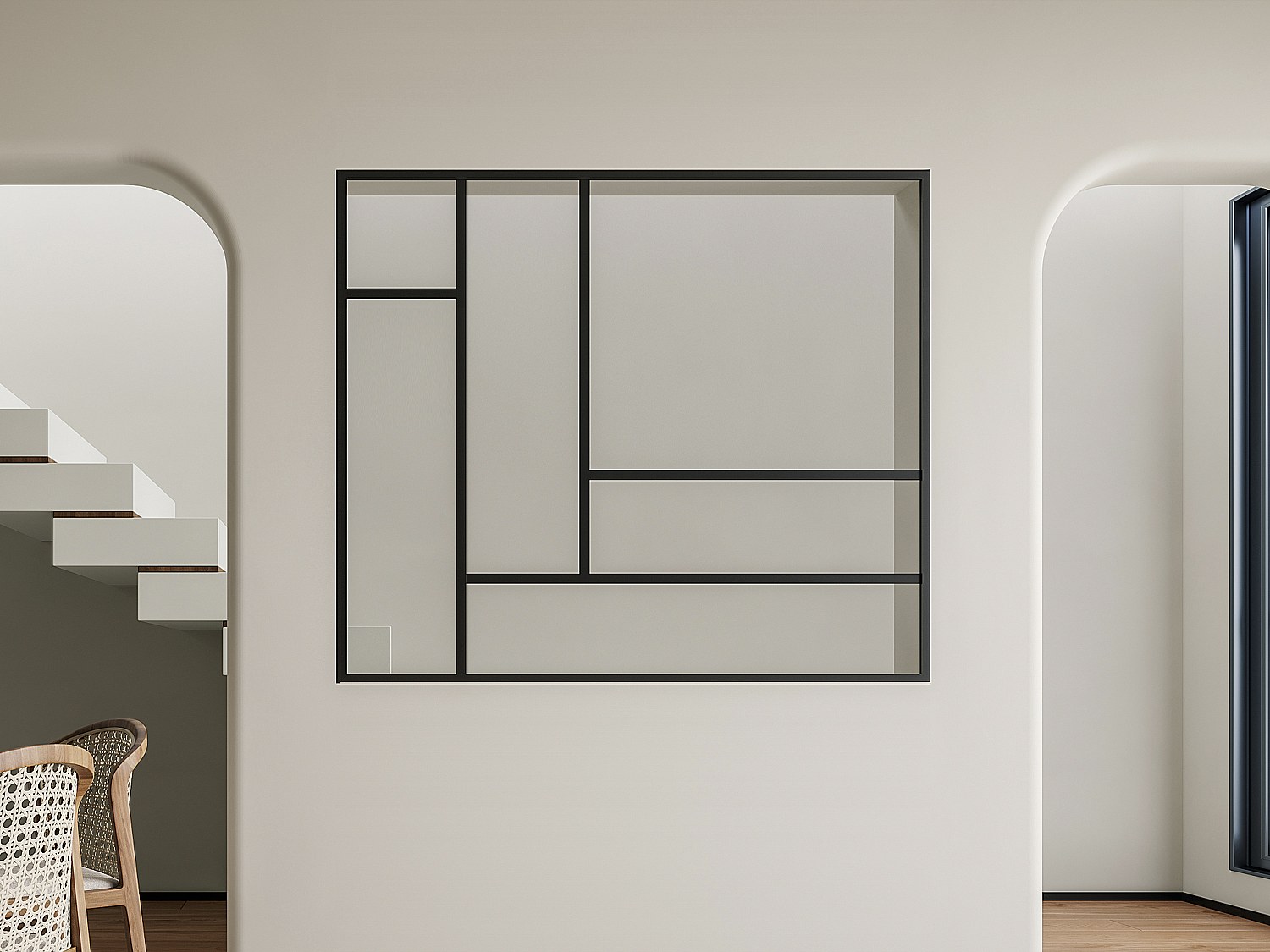 Interior glass roof and transom