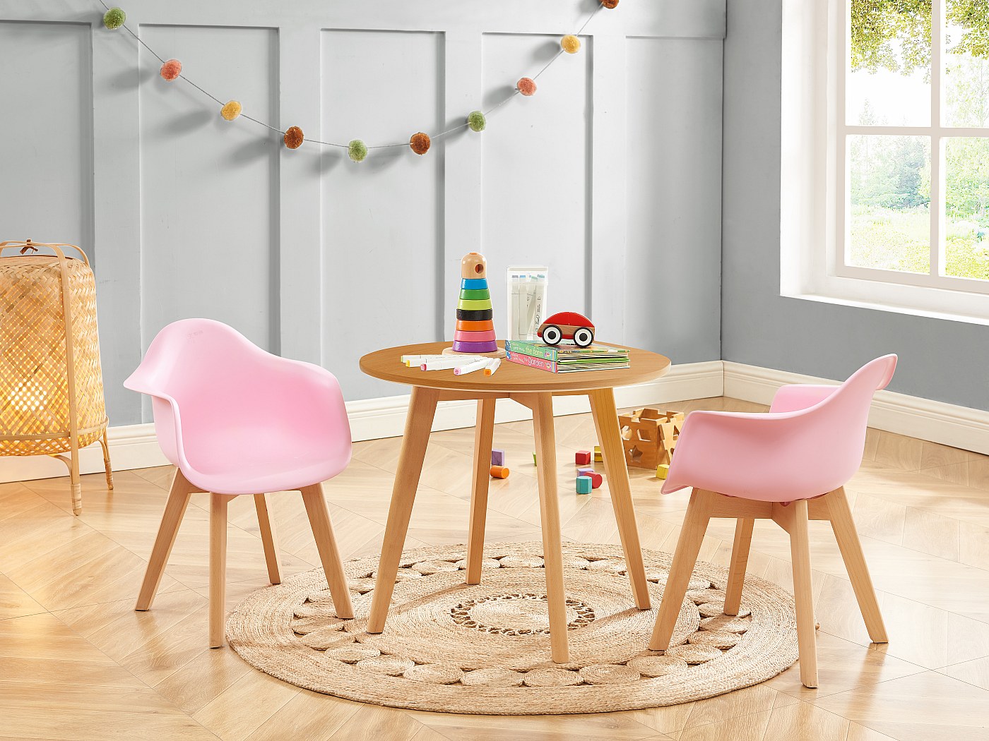 Table enfant en MDF et hêtre - Naturel clair - LOULOUNE