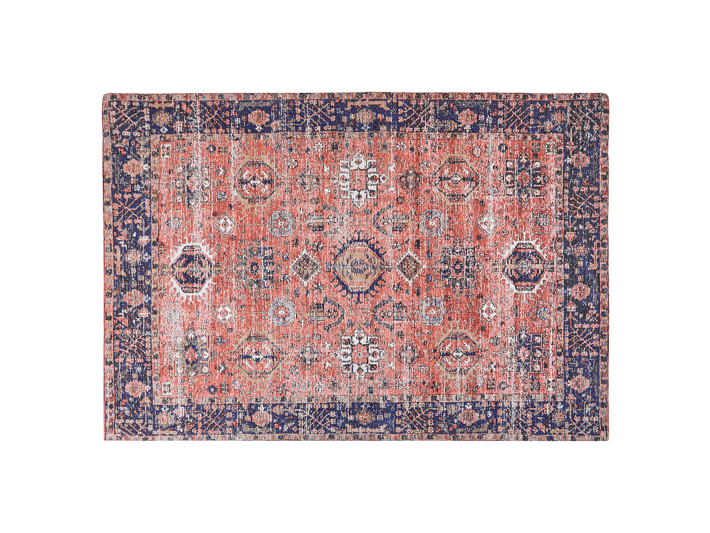 Alfombra de algodón rojo/azul 140 x 200 cm KURIN