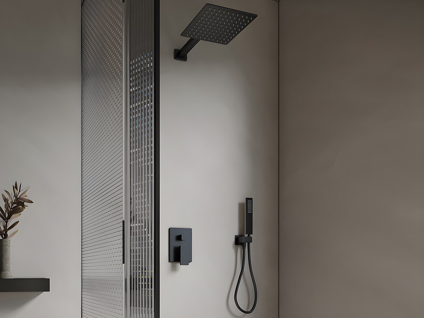 Ensemble de douche encastrable avec mitigeur mécanique, noir mat, TOCANTIS