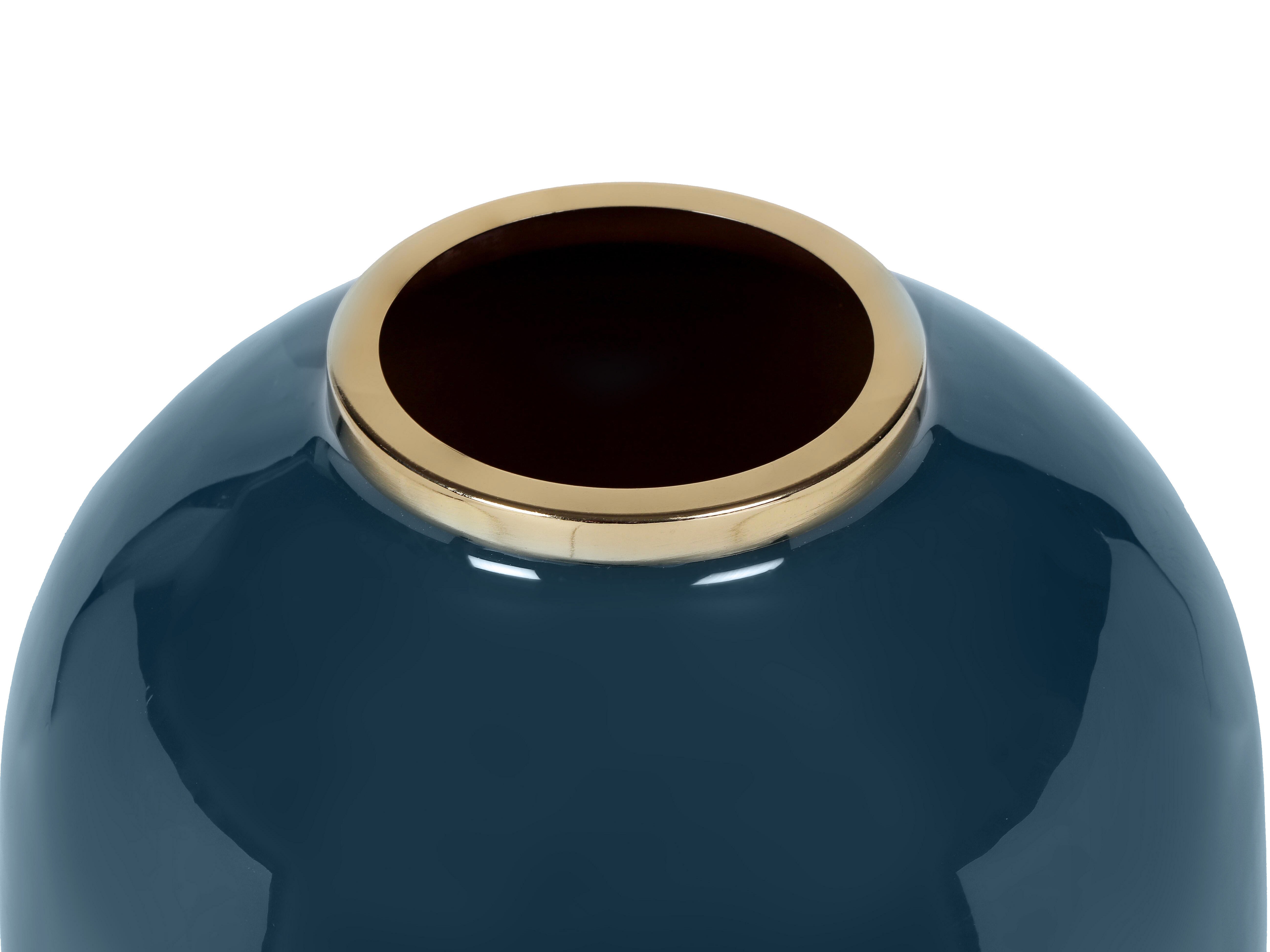 Vase en métal émaillé - D. 29 x H. 36 cm - Finition laiton - Noir - KLAUDIA