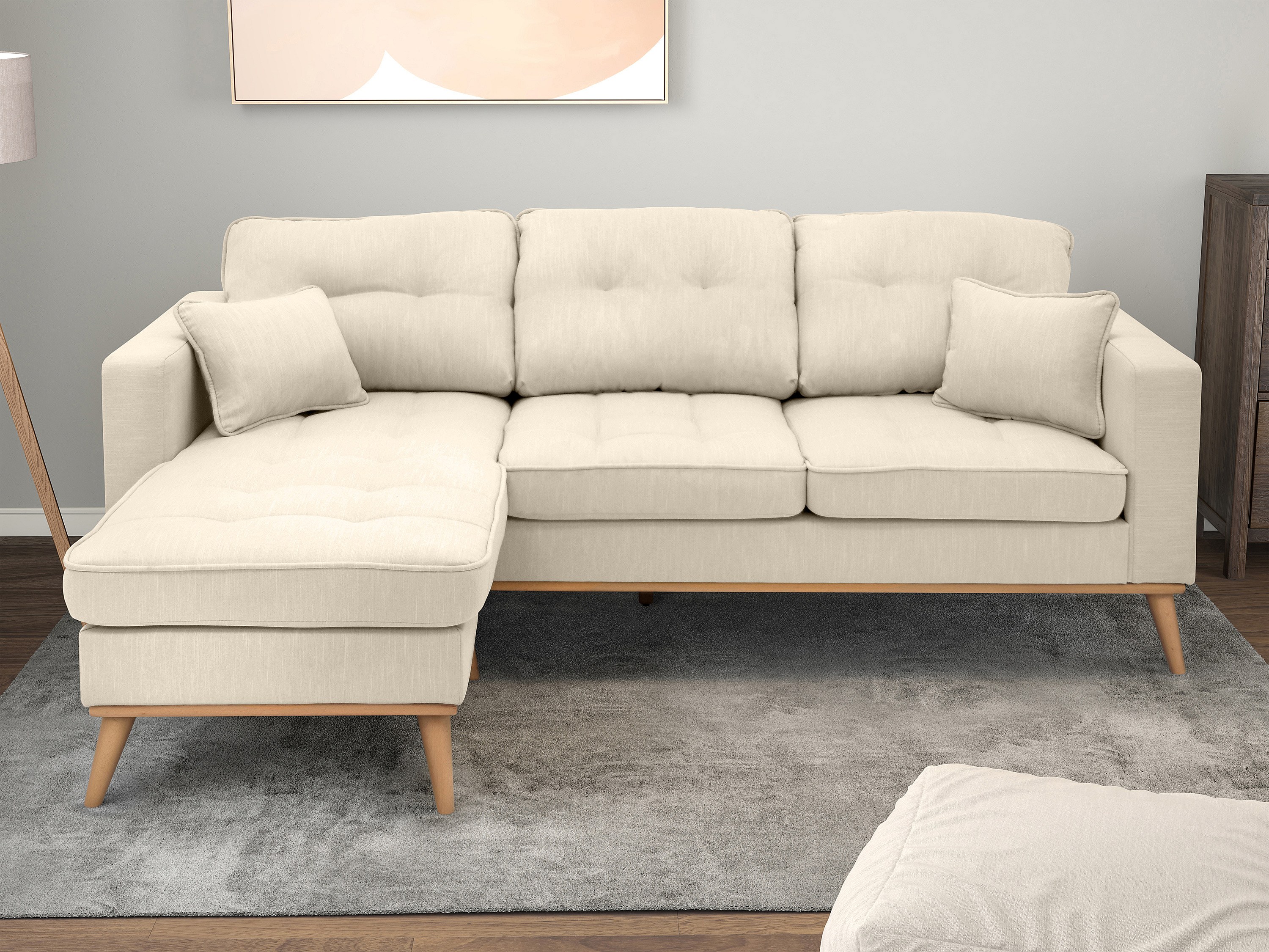 Divano in Tessuto panna Stile scandinavo Angolo a sinistra KENZA