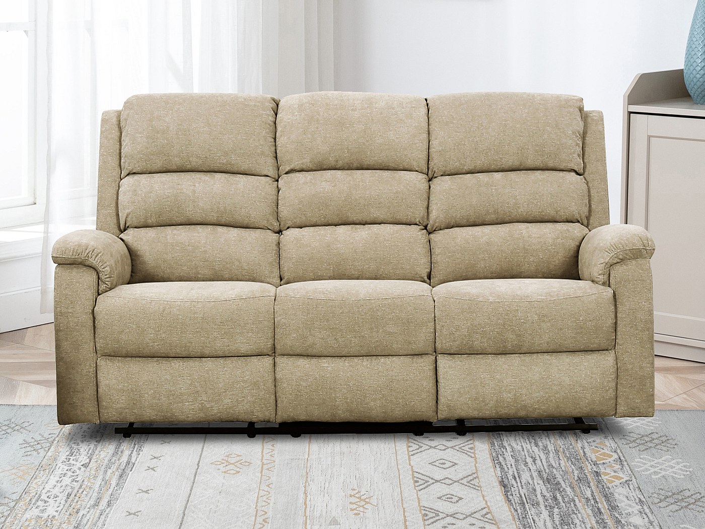 Relaxsofa elektrisch 3-Sitzer - Stoff - Taupe - NEVERS jetzt günstig bequem online kaufen