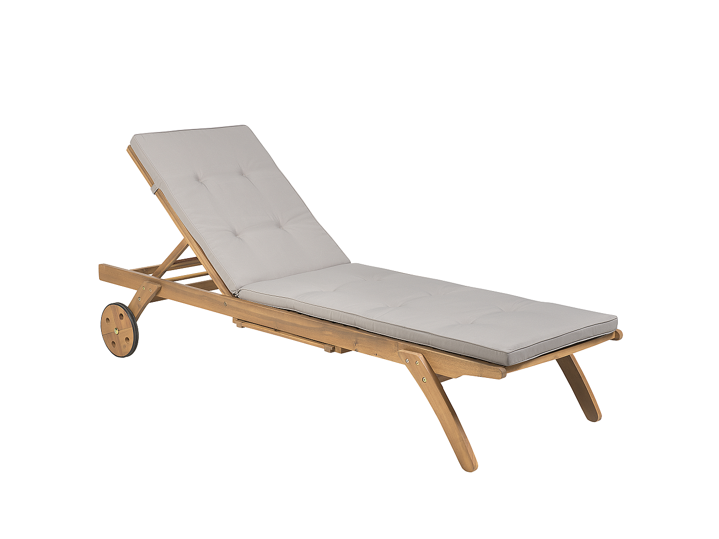 Transat de jardin en bois avec tablette et coussin taupe CESANA